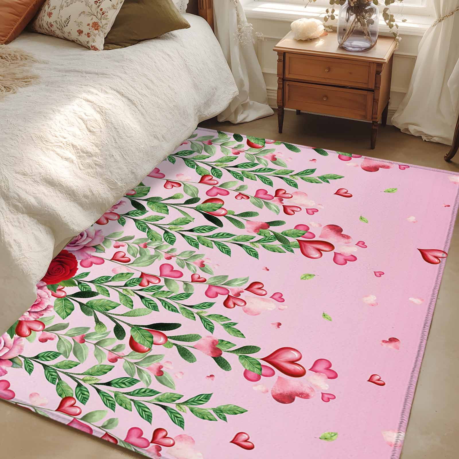Area Rug for Living Room, Valentine's Day Non-Slip Indoor Large Carpet ...