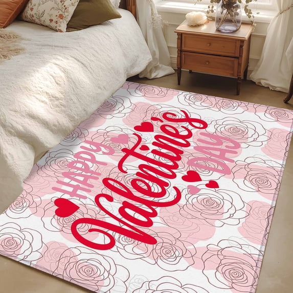 Area Rug for Living Room, Valentine's Day Non-Slip Indoor Large Carpet ...