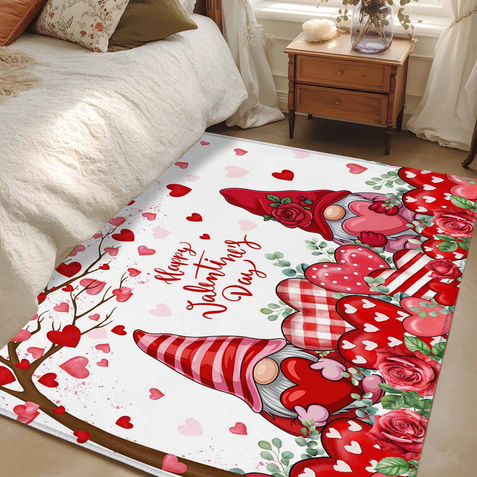 Area Rug for Living Room, Valentine's Day Non-Slip Indoor Large Carpet ...