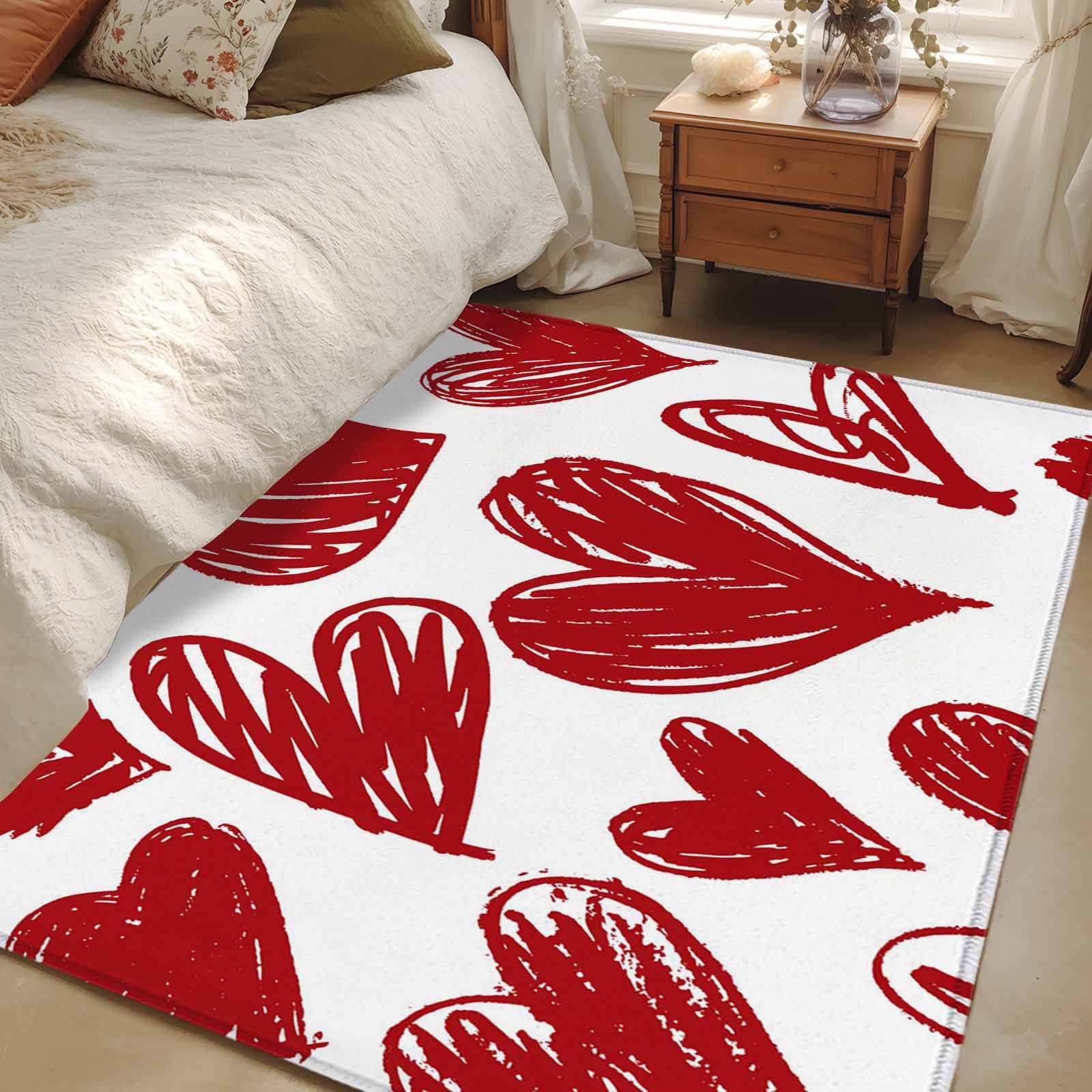 Area Rug for Living Room, Valentine's Day Non-Slip Indoor Large Carpet ...