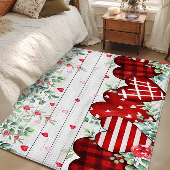 Area Rug for Living Room, Valentine's Day Non-Slip Indoor Large Carpet ...