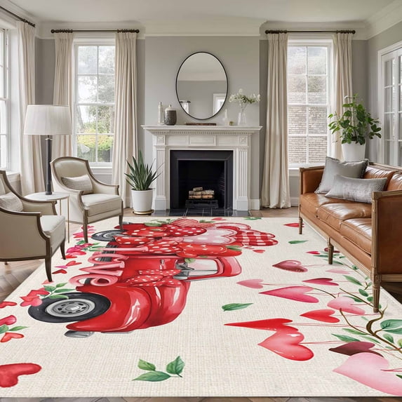 Area Rug for Living Room, Valentine's Day Non-Slip Indoor Large Carpet ...