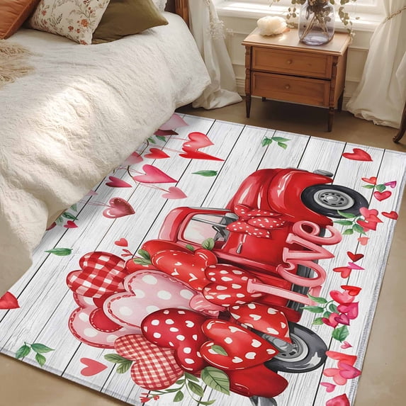 Area Rug for Living Room, Valentine's Day Non-Slip Indoor Large Carpet ...