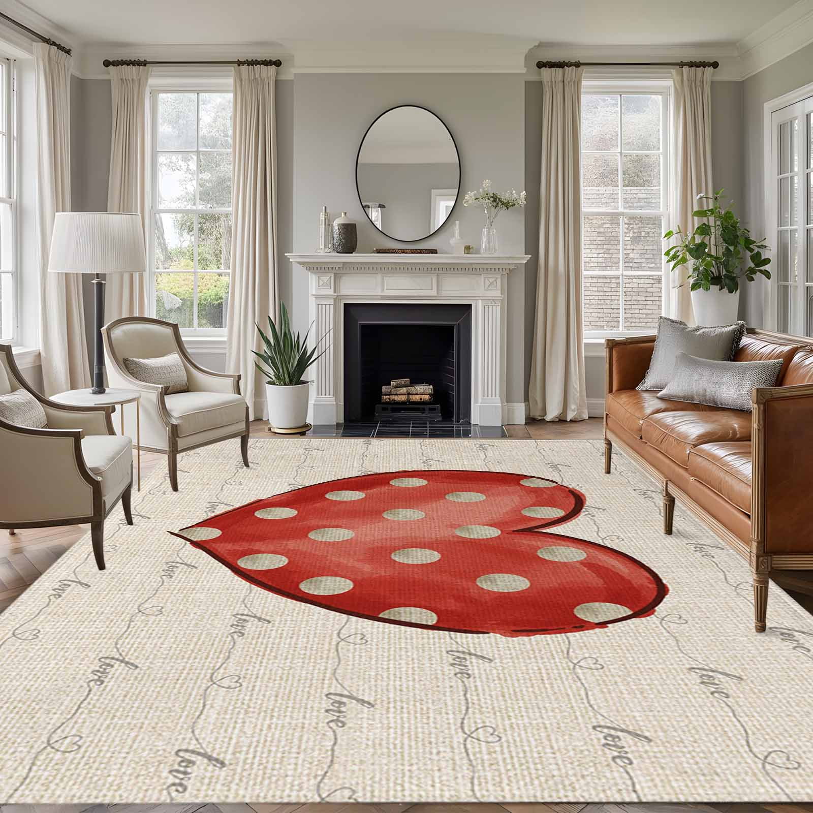 Area Rug for Living Room, Valentine's Day Non-Slip Indoor Large Carpet ...