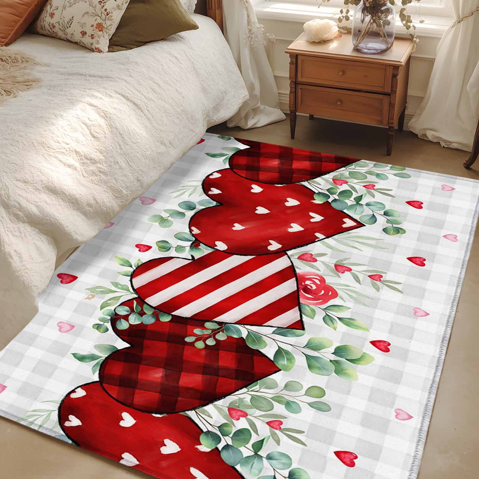 Area Rug for Living Room, Valentine's Day Non-Slip Indoor Large Carpet ...