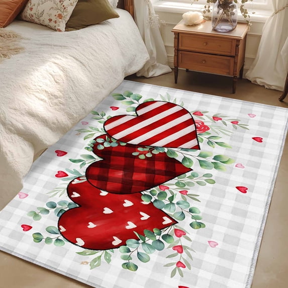 Area Rug for Living Room, Valentine's Day Non-Slip Indoor Large Carpet ...