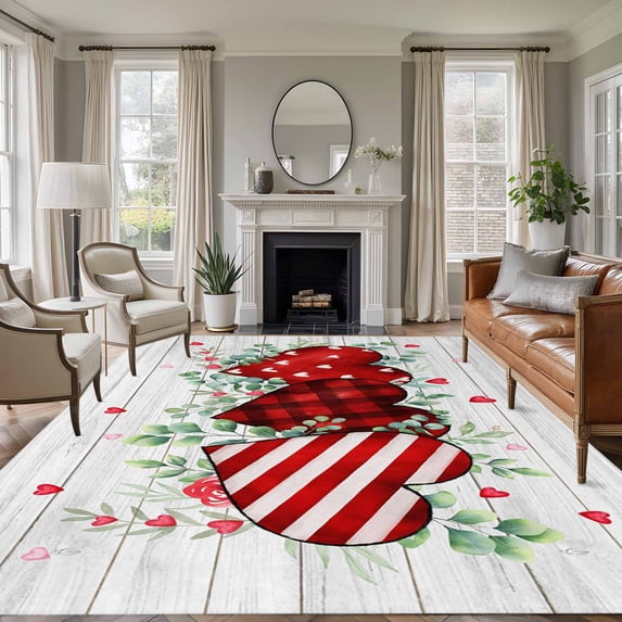 Area Rug for Living Room, Valentine's Day Non-Slip Indoor Large Carpet ...