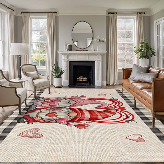 Area Rug for Living Room, Valentine's Day Non-Slip Indoor Large Carpet ...