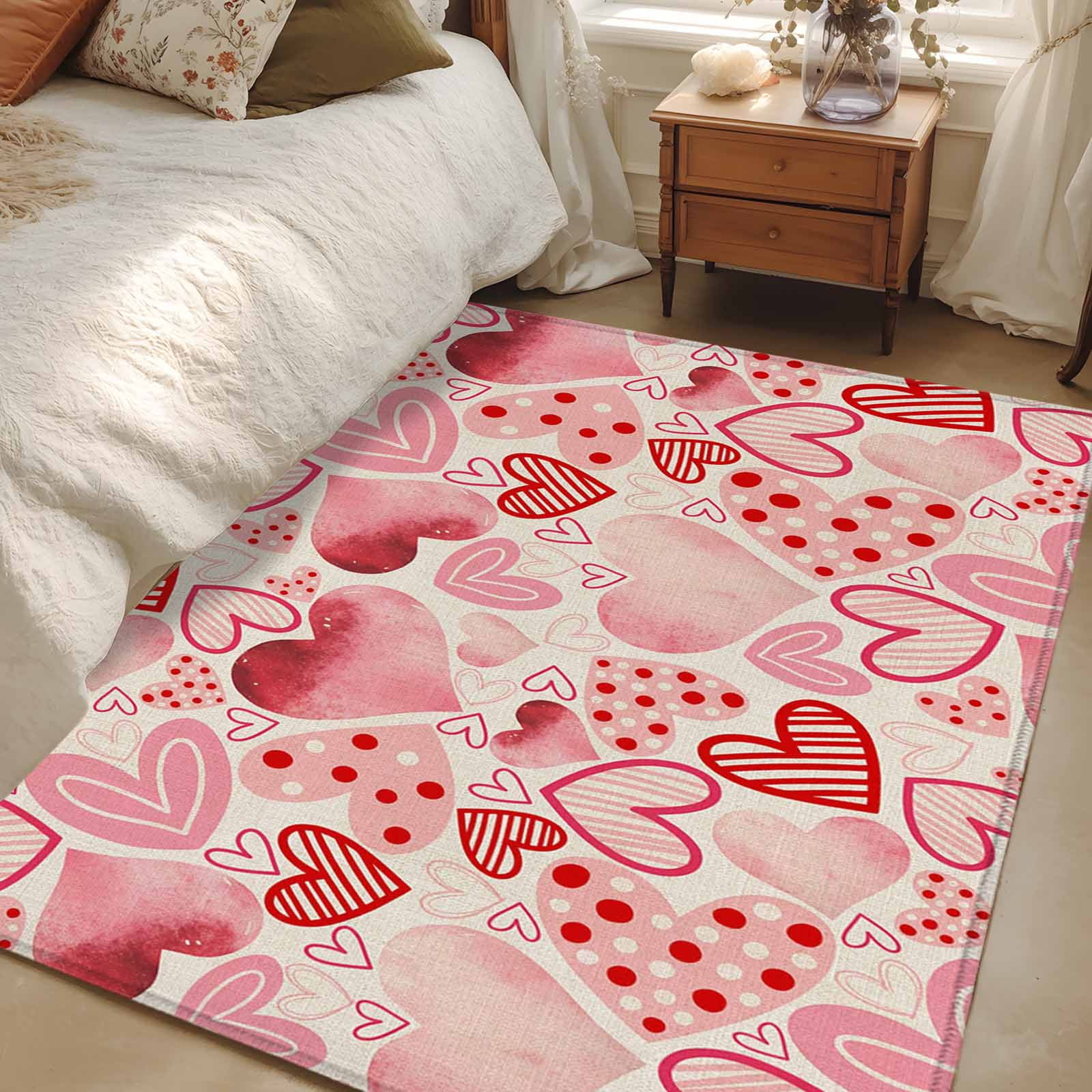 Area Rug for Living Room, Valentine's Day Non-Slip Indoor Large Carpet ...
