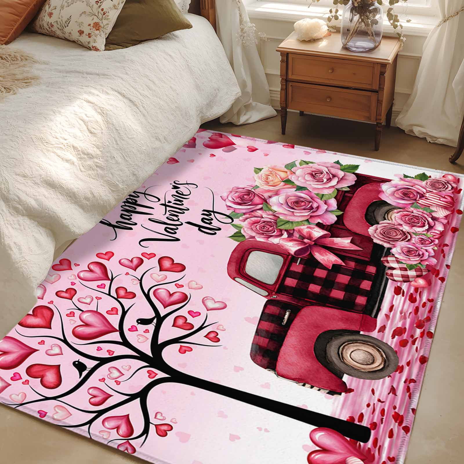 Area Rug for Living Room, Valentine's Day Non-Slip Indoor Large Carpet ...