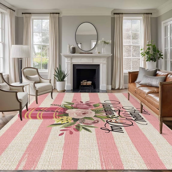Area Rug for Living Room, Valentine's Day Non-Slip Indoor Large Carpet ...