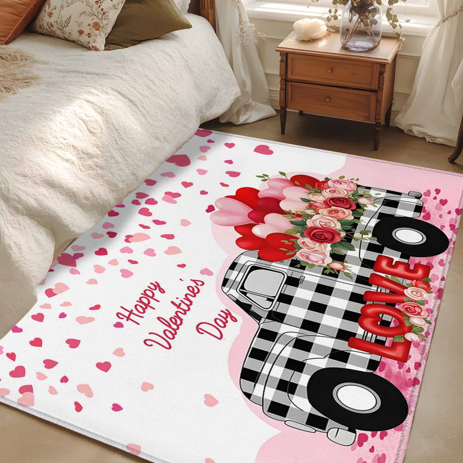 Area Rug for Living Room, Valentine's Day Non-Slip Indoor Large Carpet ...