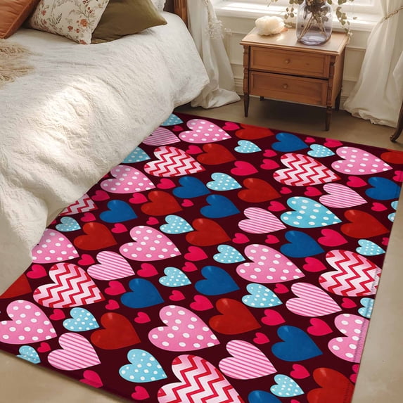 Area Rug for Living Room, Valentines Day Non-Slip Indoor Large Carpet ...
