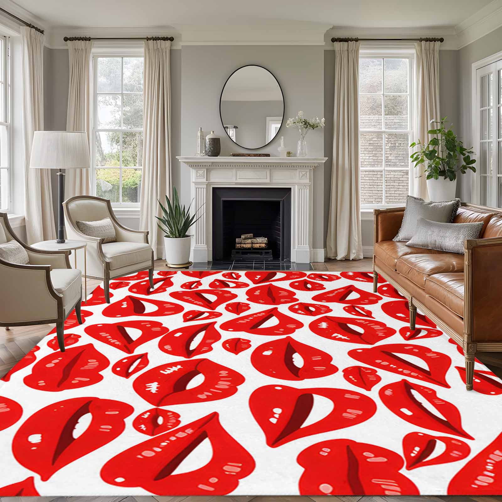 Area Rug for Living Room, Valentines Non-Slip Indoor Large Carpet for ...