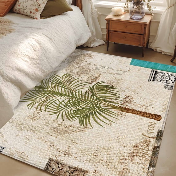 Area Rug for Living Room, Vintage Palm Trees Non-Slip Indoor Large ...