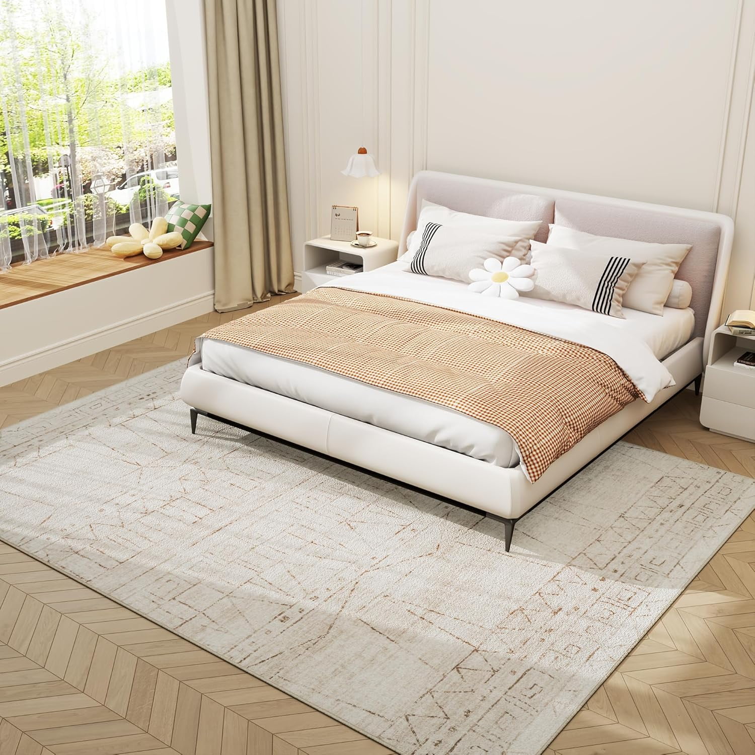 Area Rug Living Room Washable Rugs: 8x10 Large Modern Abstract Non-Slip ...