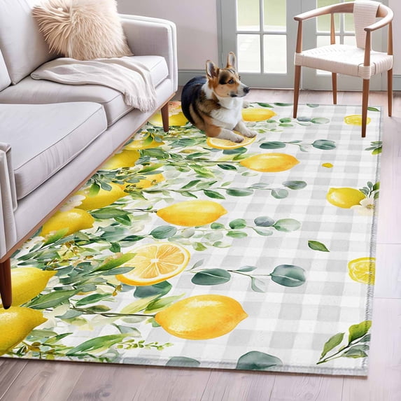 Area Rug for Living Room, Watercolor Eucalyptus Non-Slip Indoor Large ...