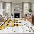 Area Rug for Living Room, Yellow Bees Gnomes Non-Slip Indoor Large ...