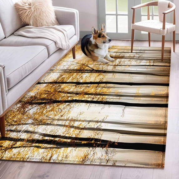 Area Rug for Living Room, Yellow Forest Non-Slip Indoor Large Carpet ...