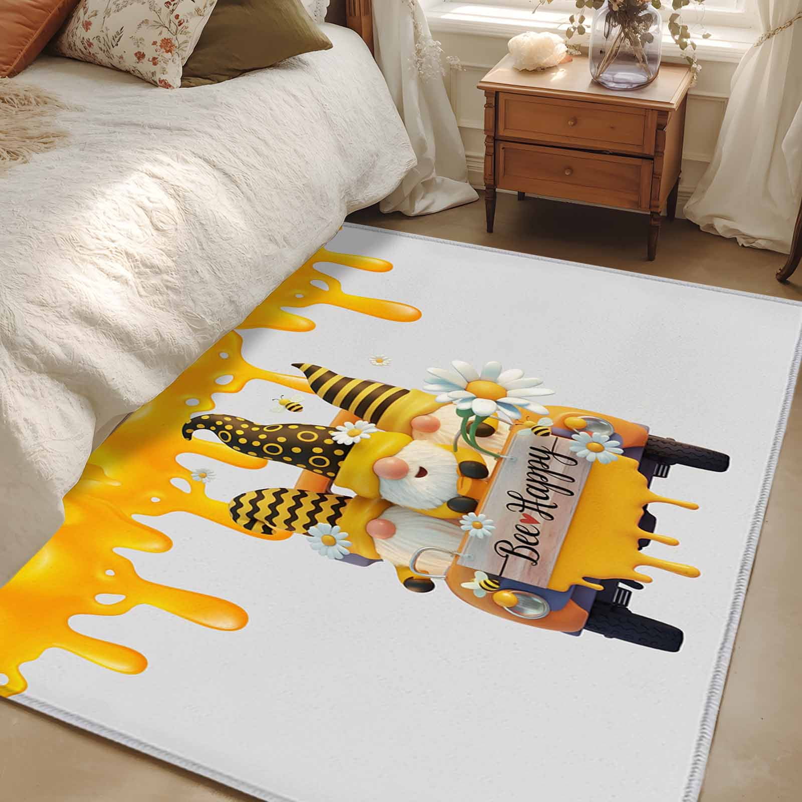 Area Rug for Living Room, Yellow Gnomes Non-Slip Indoor Large Carpet ...