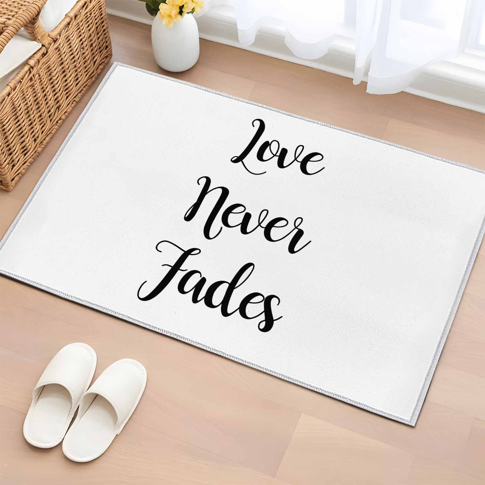 Area Rug Love Never Fades Quote Black White Rectangle Area Rugs ...
