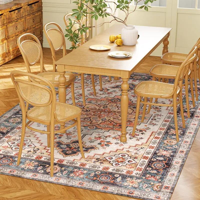 Area Rug, Machine Washable, Non-Slip Boho Print Pattern Medallion ...