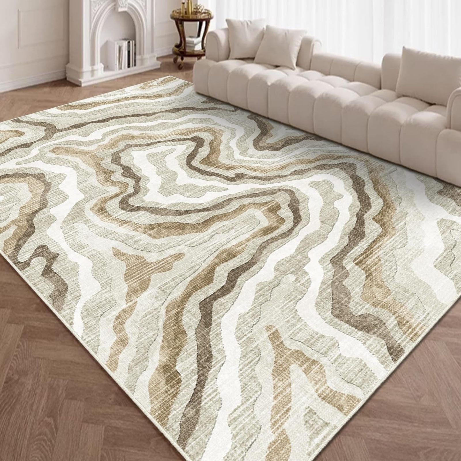 Area Rug Machine Washable Rug- Abstract Inspired Design Large Area Rugs ...