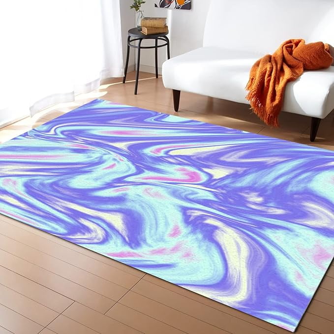 Area Rug, Marble Fluid Purple Area Rug, Living Room Rugs, Area Rugs For ...