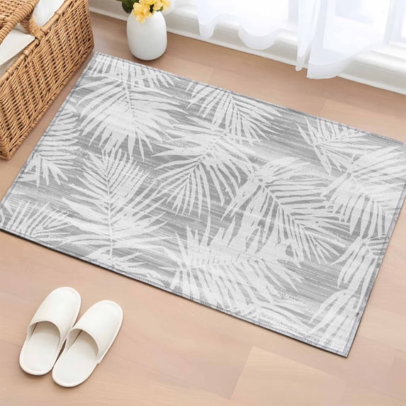 Area Rug Modern Gray Palm Leaves Rectangle Area Rugs Washable Rug for ...