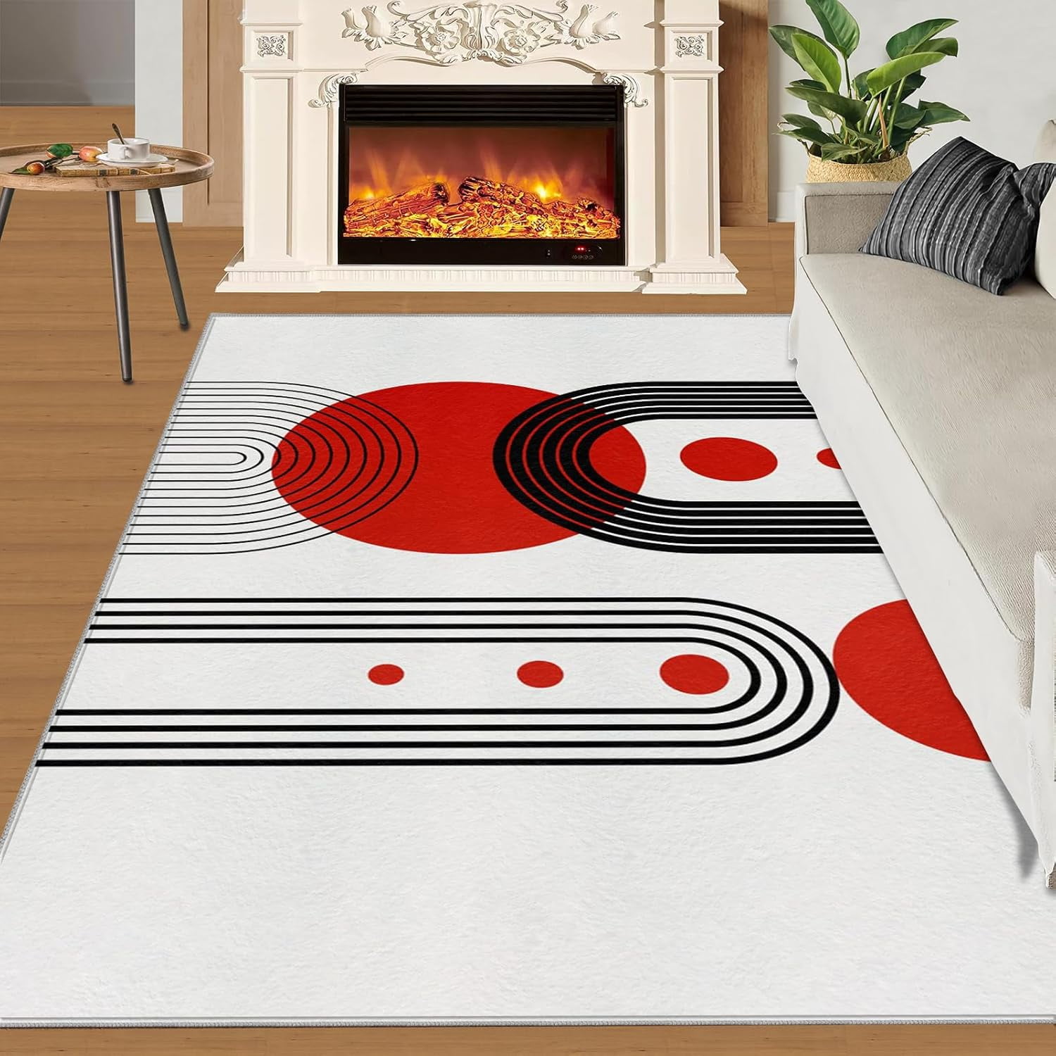 Area Rug Washable Nordic Modern Rug, Minimal Geometry Bedroom Rug ...