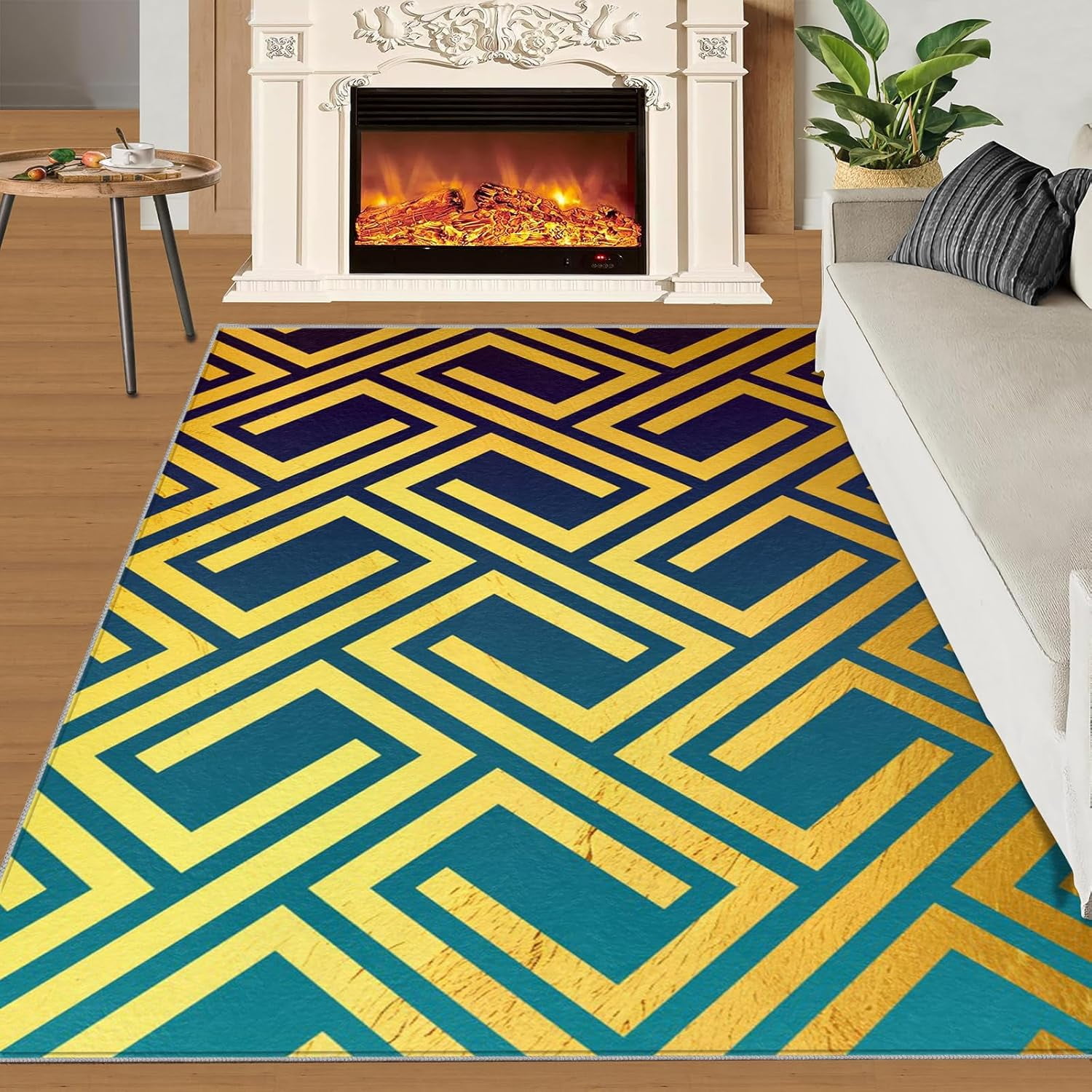 Area Rug Modern Style Carpets, Geometric Diamond Stripes Texture Non ...