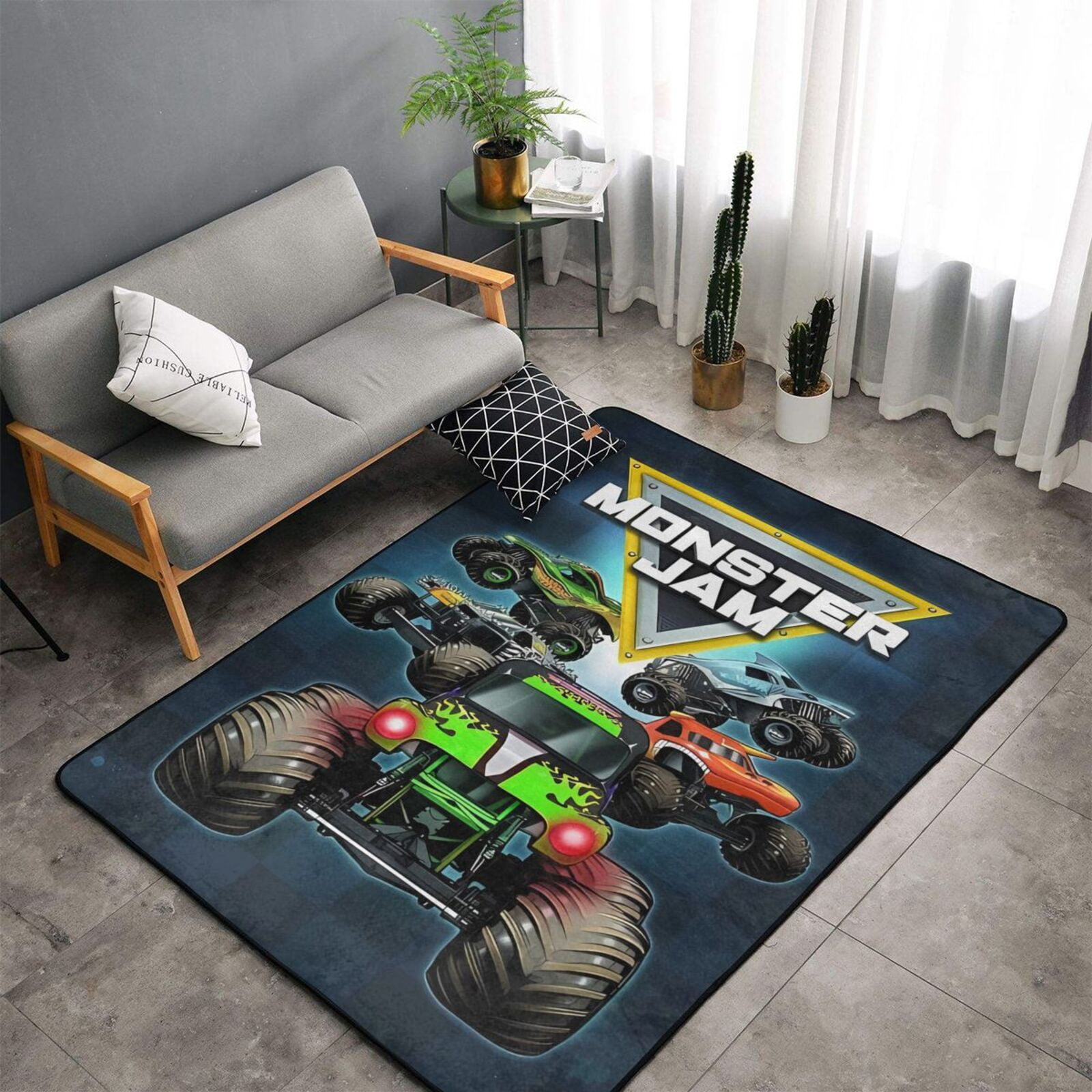 Area Rug Monster Truck Jam Living Room Carpet Bedroom 5x3 Feet Rug ...