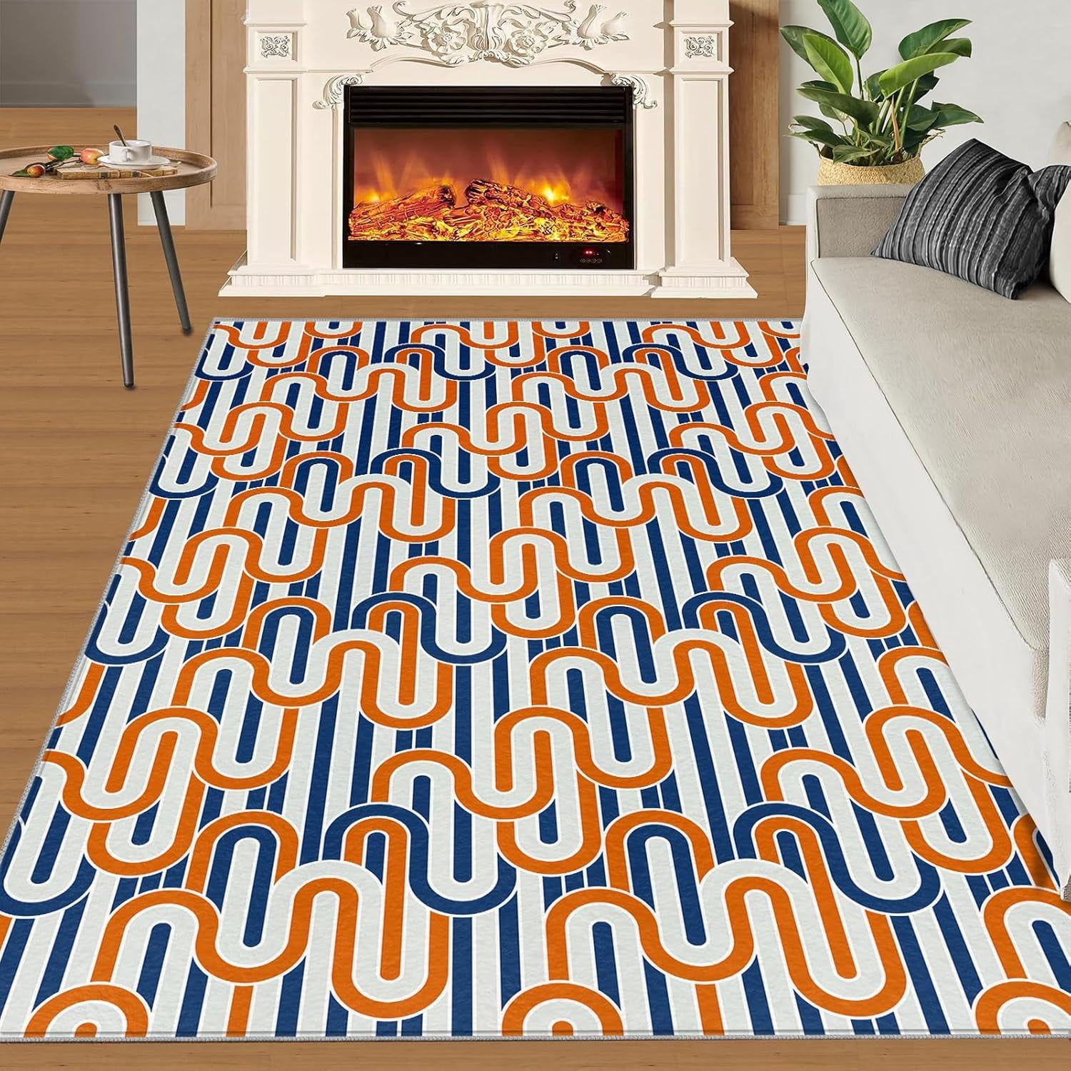 Area Rug Multi Color Curves Rainbow Children's Room Fluffy Rug ...