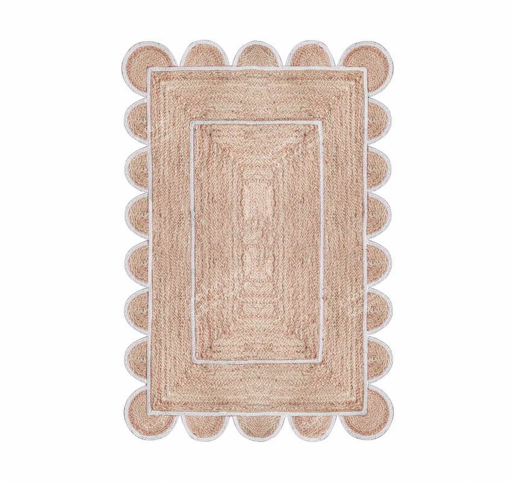 Area Rug Natural Jute Hand Braided Rug White Scalloped Runner - Walmart.com