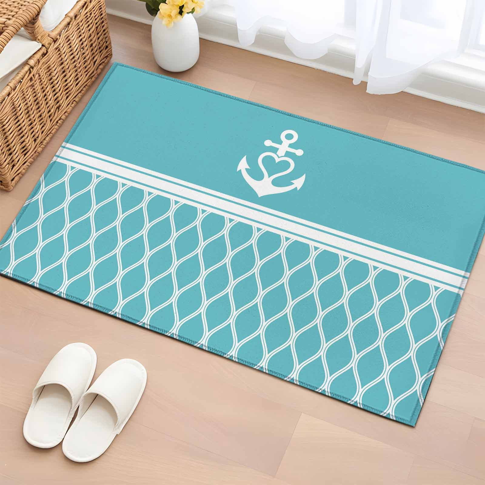 Area Rug Nautical Anchor on Blue Background Rectangle Area Rugs ...