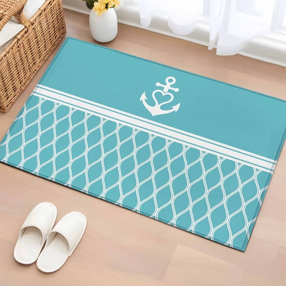 Area Rug Nautical Anchor on Blue Background Rectangle Area Rugs ...