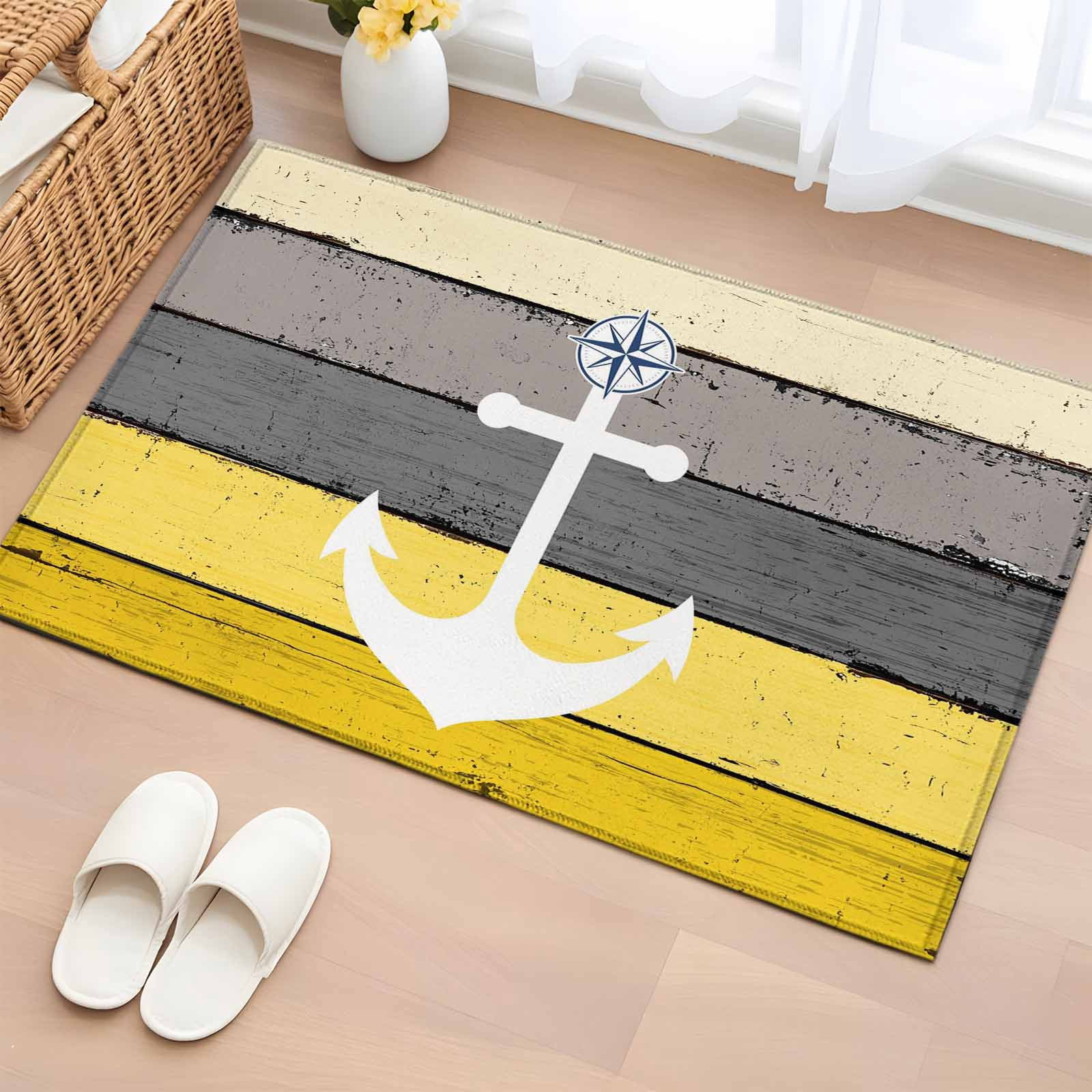 Area Rug Nautical Anchor Compass Soft Rectangle Area Rugs Washable Rug ...