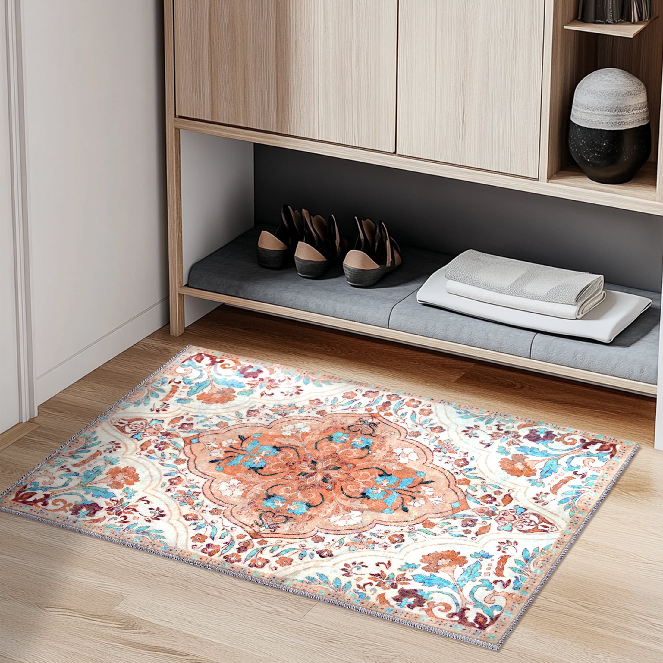 Area Rug Non Slip 2x3ft Doormat Low Pile Washable Vintage Rugs ...