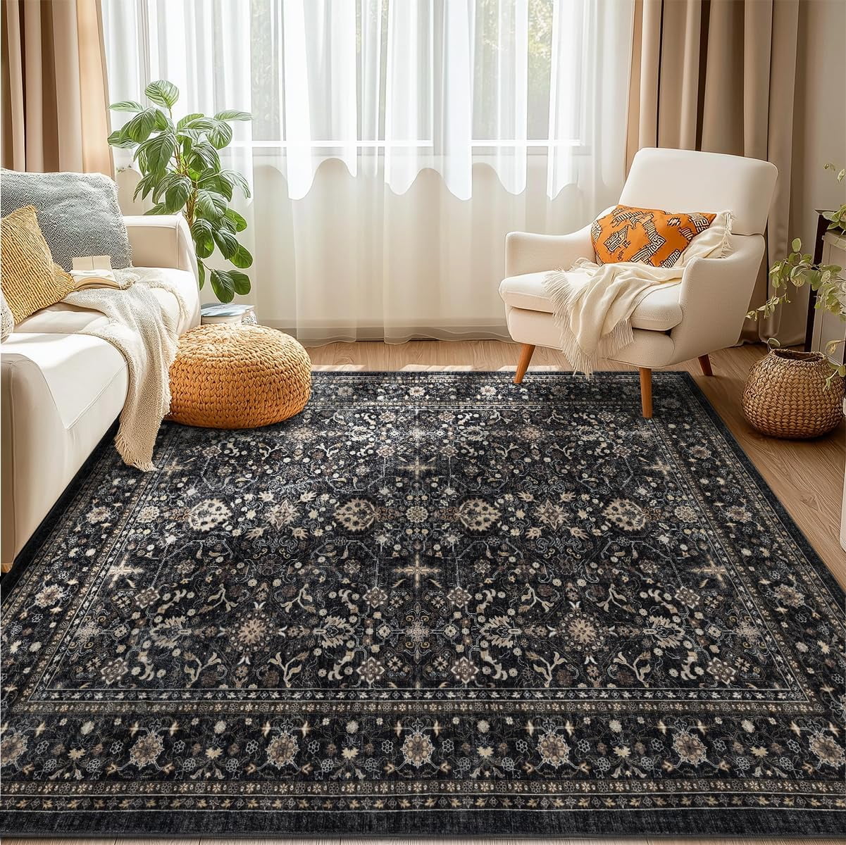 Area Rug Non Slip Machine Washable Ultra Soft Living Room/Bedroom ...