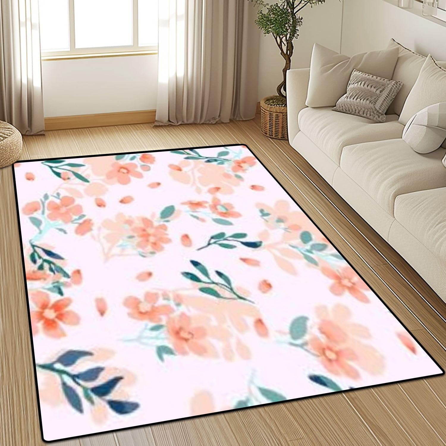 Area Rug Non-Slip Rug Abstract Floral Seamless Pattern Bright Colors ...