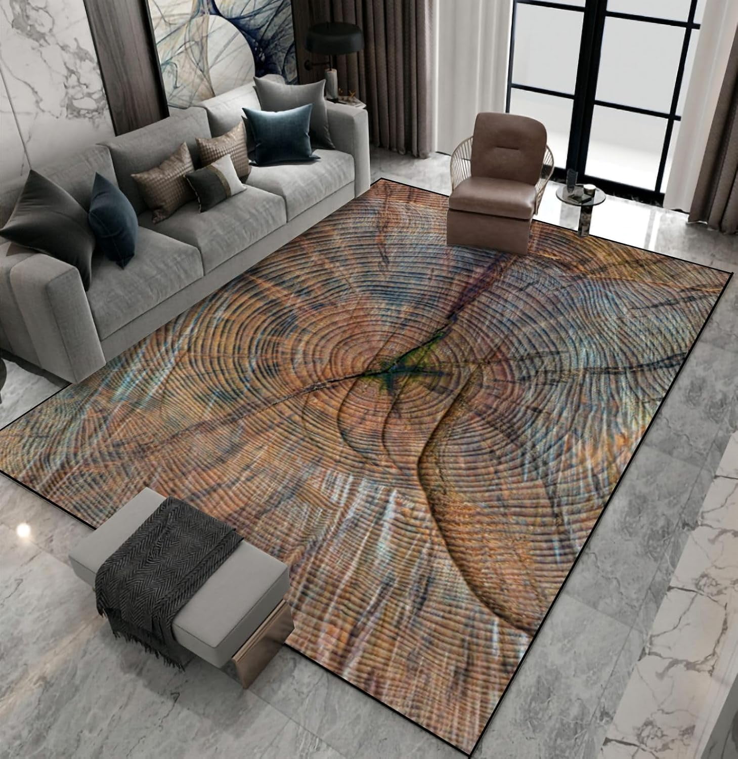 Area Rug Non-Slip Rug A Full Frame Photograph A Cut Tree Trunk Showing ...