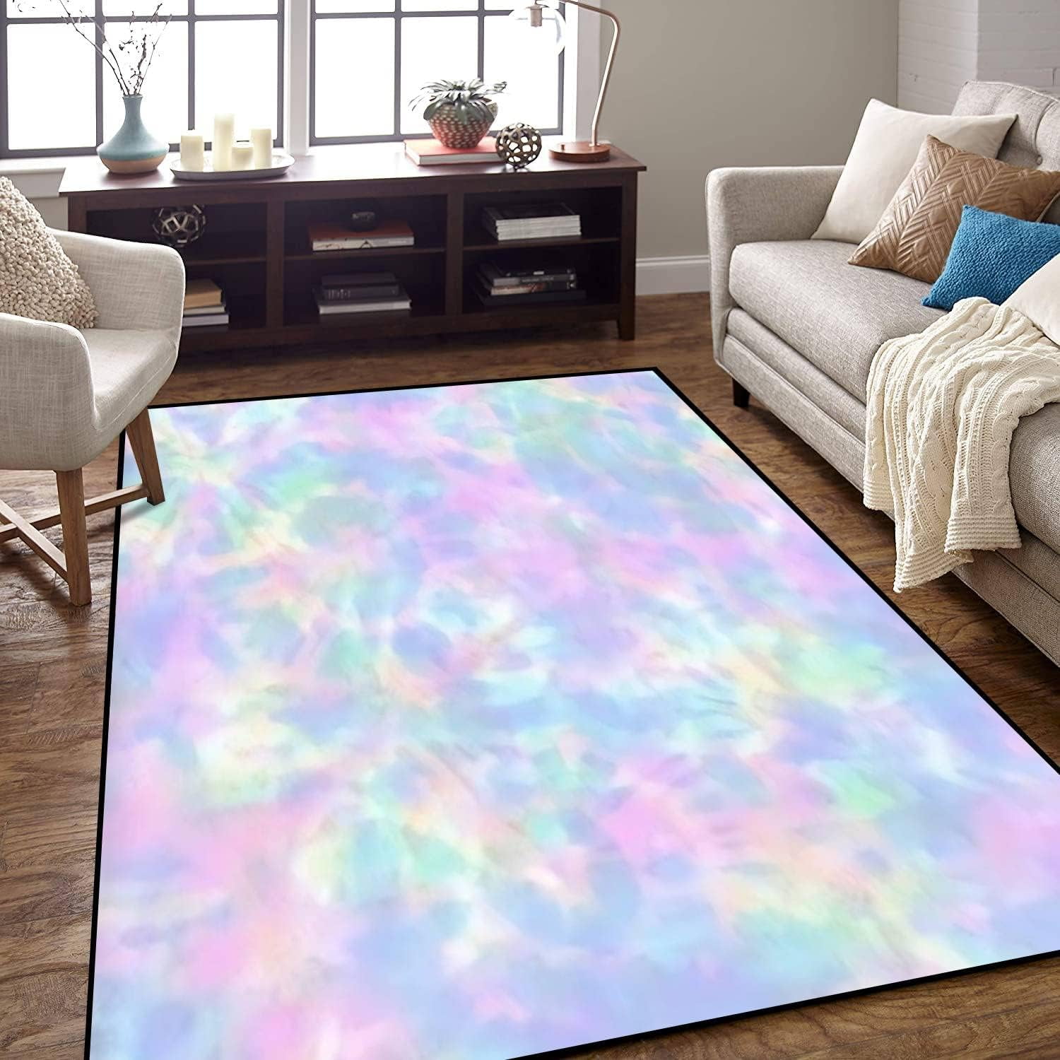 Area Rug Non-Slip Rug Tie Dye Shibori Seamless Hand Drawn Pastel Colors ...