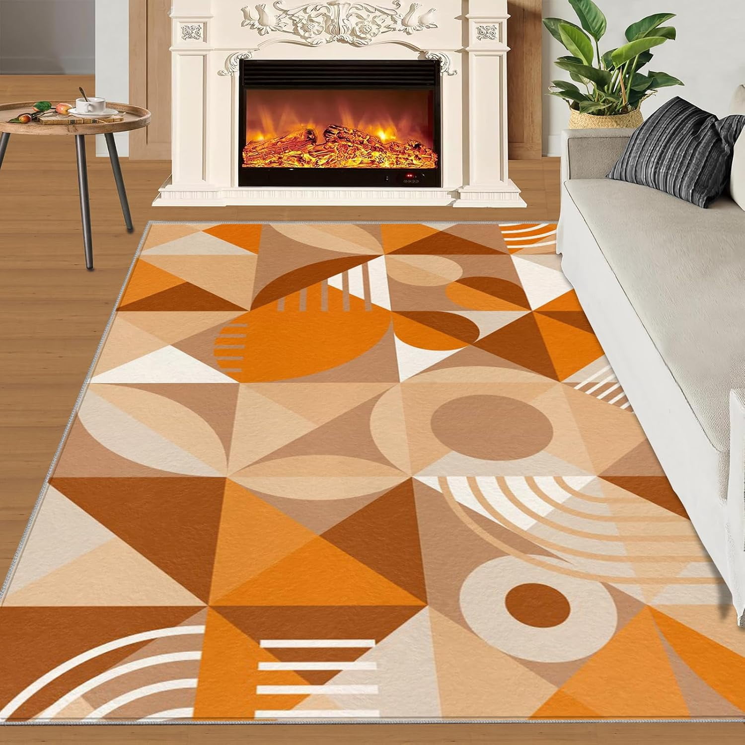 Area Rug Ombre Khaki Brown Non-Slip Abstract Striped Entryway Bedroom ...