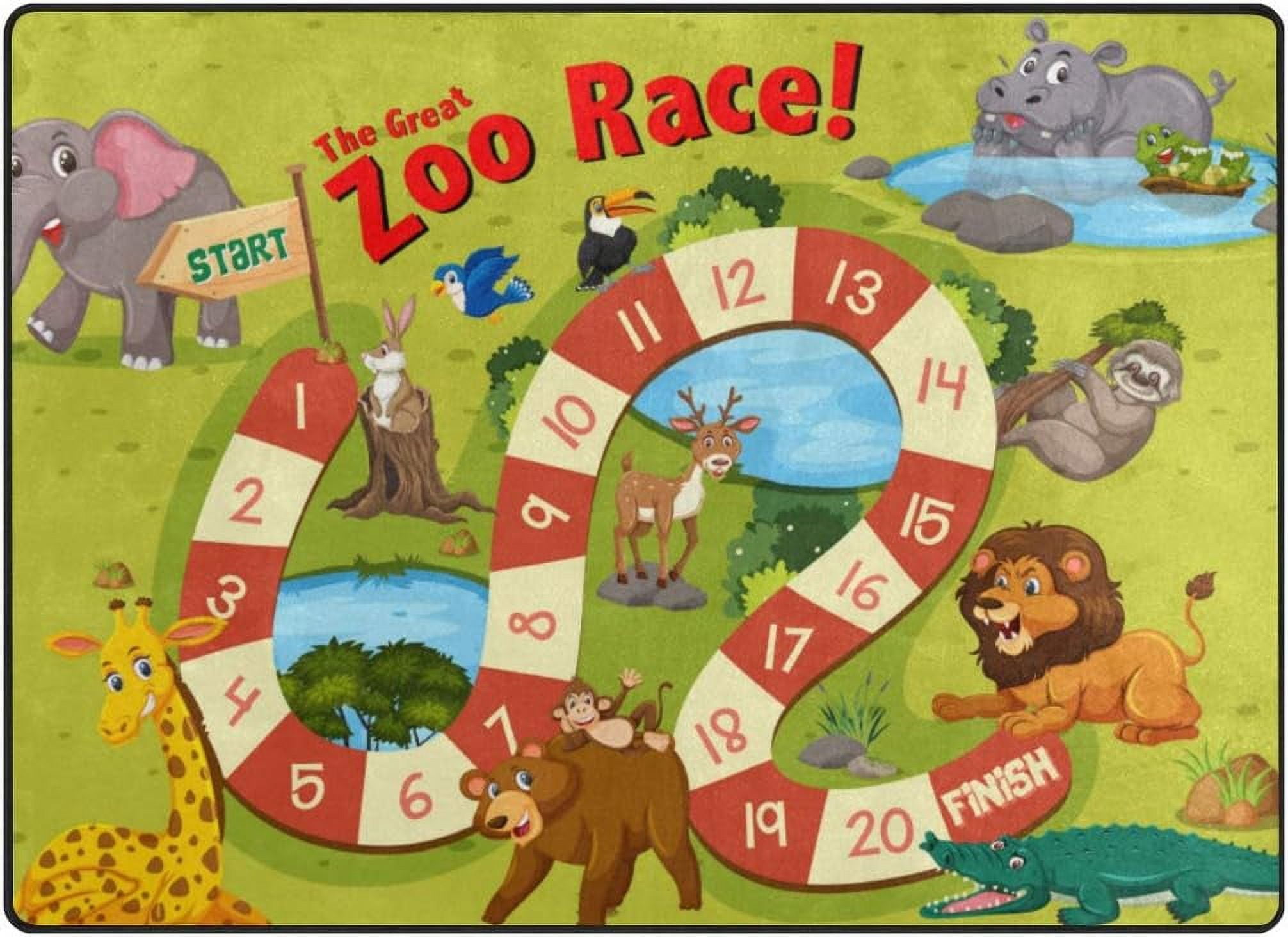 Area Rug Pad Animal Zoo Race Nursery Rugs Floor Mat for Kids Playing ...