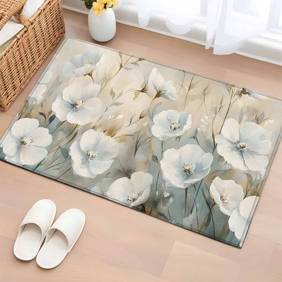 Area Rug Pastoral Blossom Floral Leaf Soft Rectangle Area Rugs Washable ...
