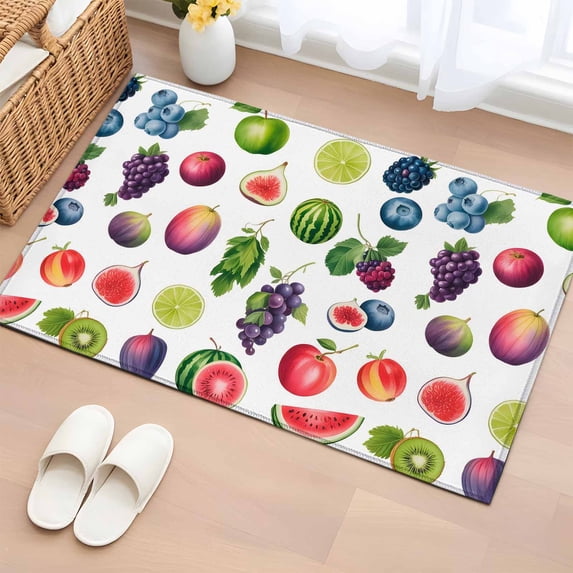 Area Rug Pastoral Fruit Watermelon Grapes Rectangle Area Rugs Washable ...