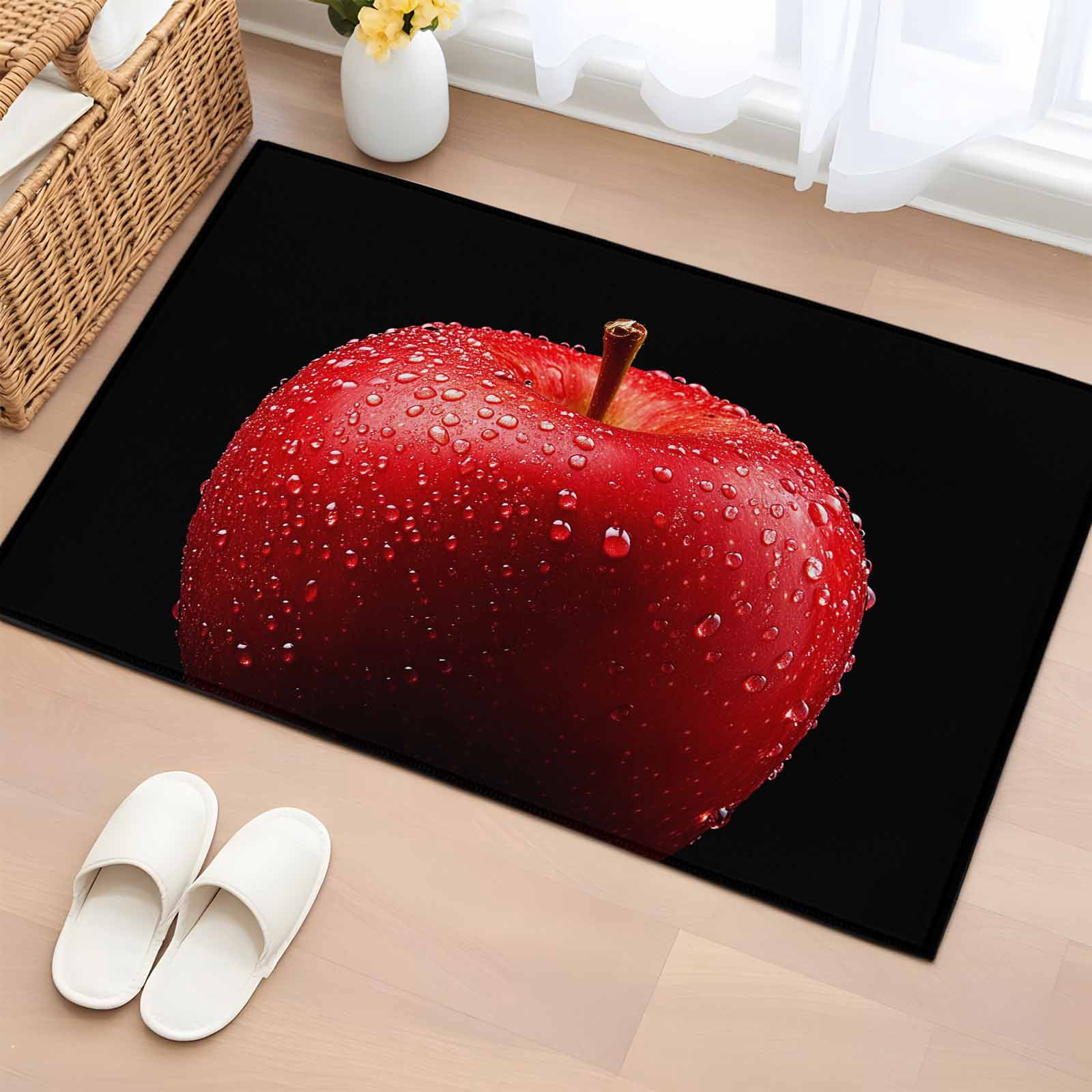 Area Rug Red Apples on Black Rectangle Area Rugs Washable Rug for ...
