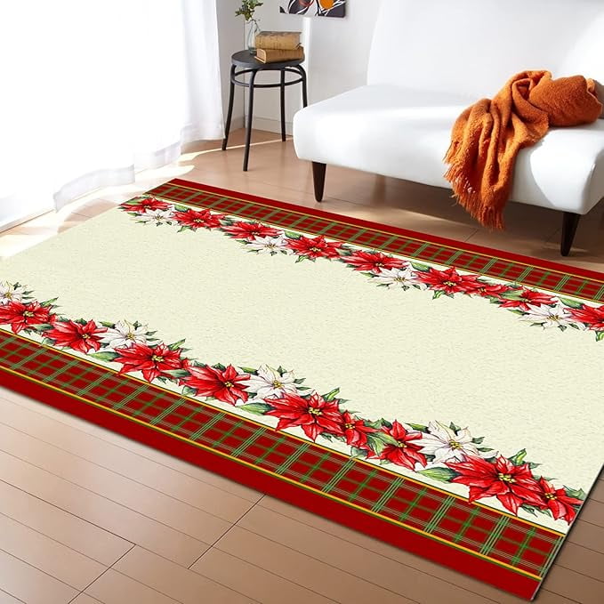 Area Rug, Red Buffalo Plaid Check Christmas Area Rug, Living Room Rugs ...