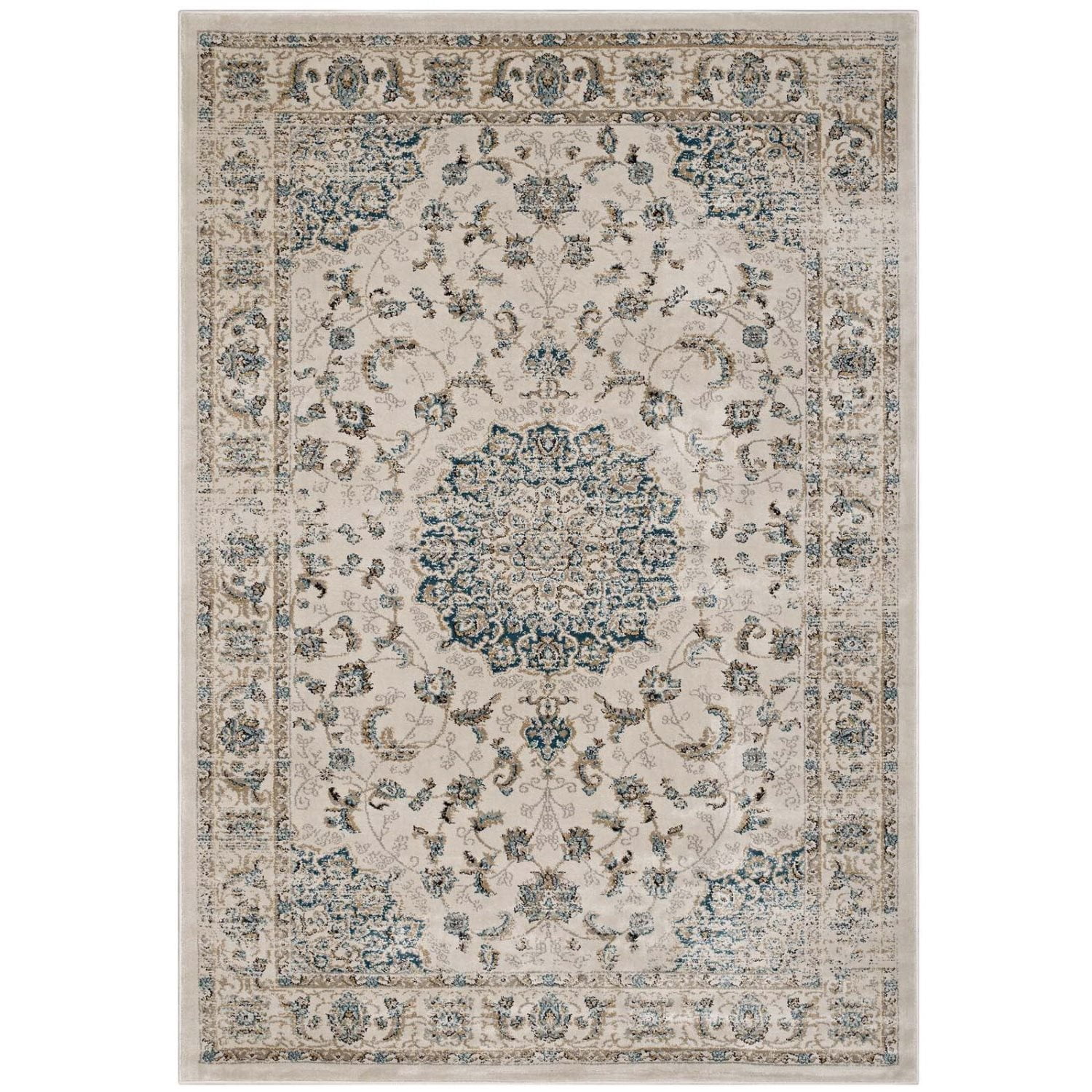 Area Rug Runner Floor Carpet, Beige, Fabric, 8x10, Living Kitchen Cafe ...
