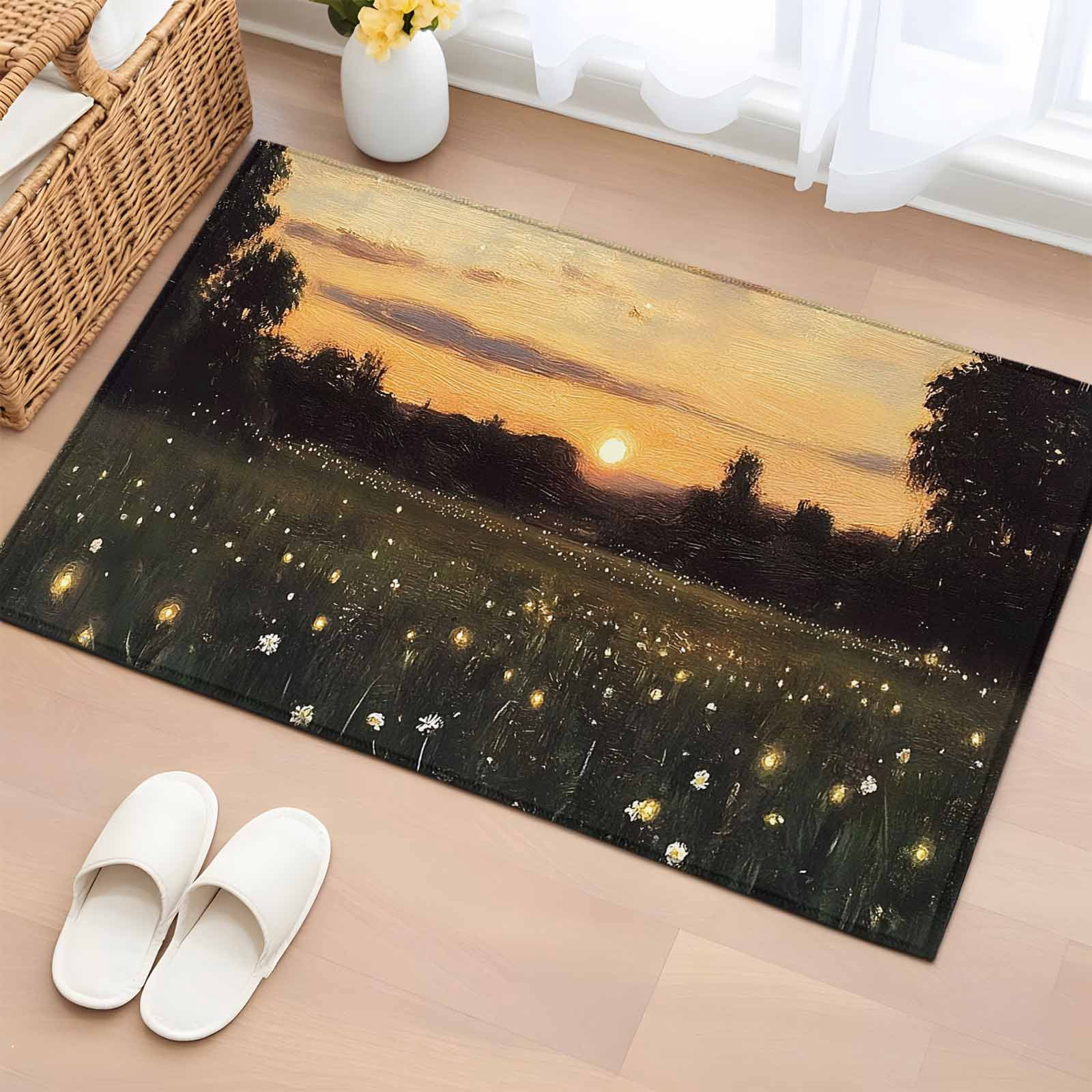 Area Rug Rustic Grass Sunset Field Soft Rectangle Area Rugs Washable ...